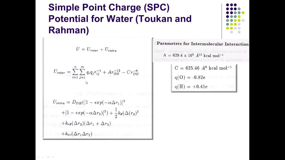 Underline | Molecular Dynamics MOOC 10.2.3. Simple Point Charge ...