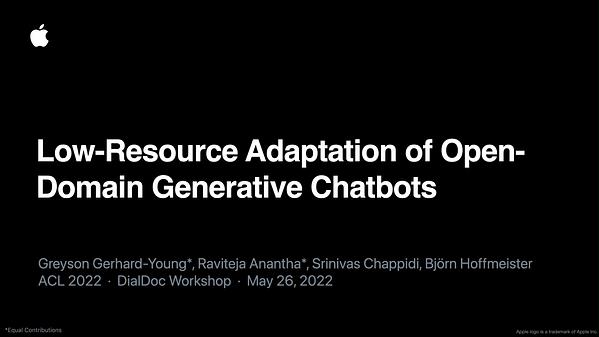 Underline | Low-Resource Adaptation of Open-Domain Generative Chatbots