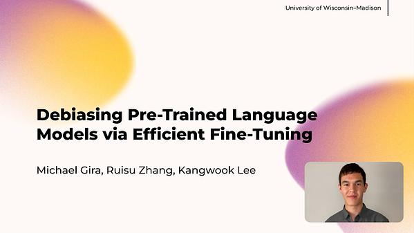 Underline | Debiasing Pre-Trained Language Models via Efficient Fine-Tuning Underline | Debiasing Pre-Trained Language Models via Efficient Fine-Tuning