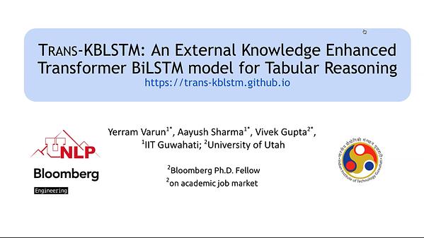 Underline | Trans-KBLSTM: An External Knowledge Enhanced Transformer BiLSTM Model for Tabular ...