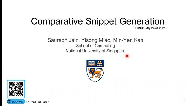 Underline | Comparative Snippet Generation Underline | Comparative Snippet Generation