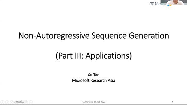Non-Autoregressive Sequence Generation - Applications | Underline