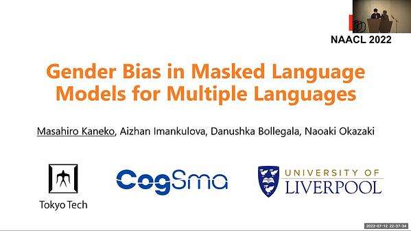 Underline | Gender Bias in Masked Language Models for Multiple Languages
