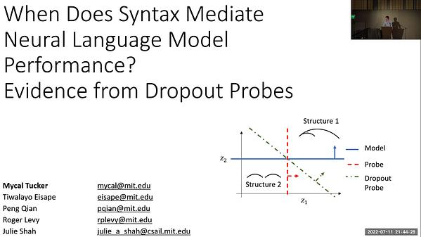 Underline When Does Syntax Mediate Neural Language Model Performance Evidence From Dropout Probes
