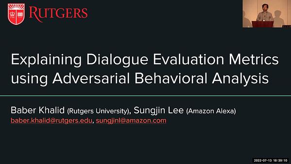 Underline | Explaining Dialogue Evaluation Metrics using Adversarial Behavioral Analysis
