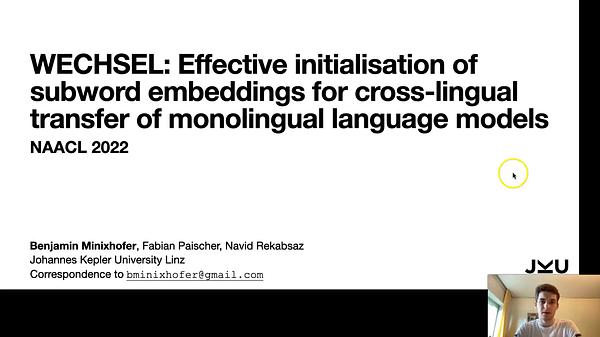 Underline | WECHSEL: Effective initialization of subword embeddings for cross-lingual transfer ...