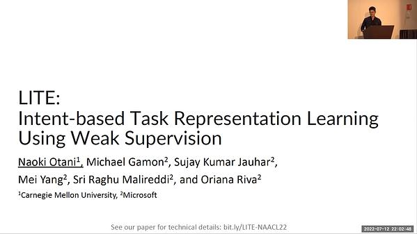 Underline Lite Intent Based Task Representation Learning Using Weak