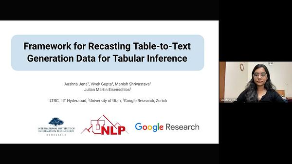 Underline | Framework for Recasting Table-to-Text Generation Datafor Tabular Inference