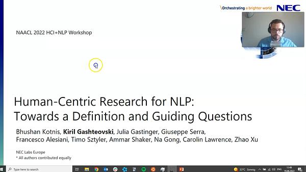 Human-Centric Research for NLP: Towards a Definition and Guiding Questions | Underline