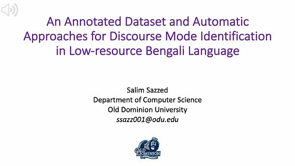 Underline | An Annotated Dataset and Automatic Approaches for Discourse Mode Identification in ...