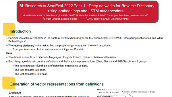 Underline | BL.Research at SemEval-2022 Task 1: Deep networks for Reverse Dictionary using ...