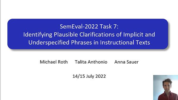 Underline | SemEval-2022 Task 7: Identifying Plausible Clarifications of Implicit and ...