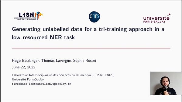 Underline | Generating unlabelled data for a tri-training approach in a low resourced NER task