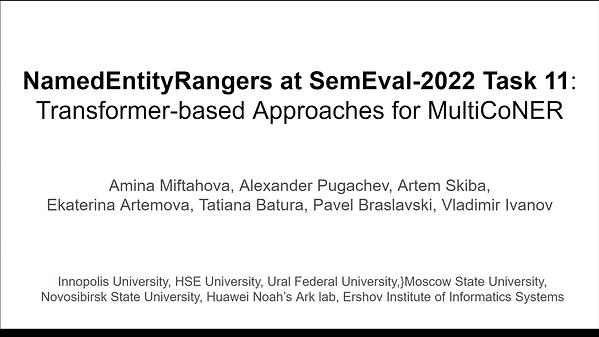 Underline | NamedEntityRangers at SemEval-2022 Task 11: Transformer-based Approaches for ...