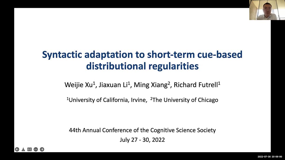 Underline Syntactic Adaptation To Short Term Cue Based Distributional Regularities