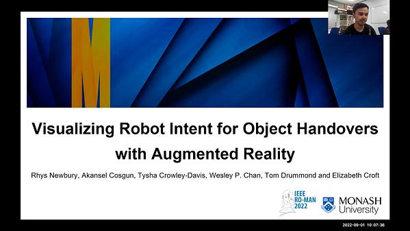 Visualizing Robot Intent for Object Handovers with Augmented Reality | Underline