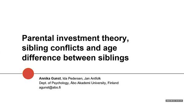 Underline | Parental investment theory, sibling conflicts and age ...