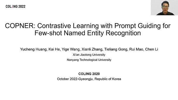 COPNER: Contrastive Learning with Prompt Guiding for Few-shot Named Entity Recognition | Underline