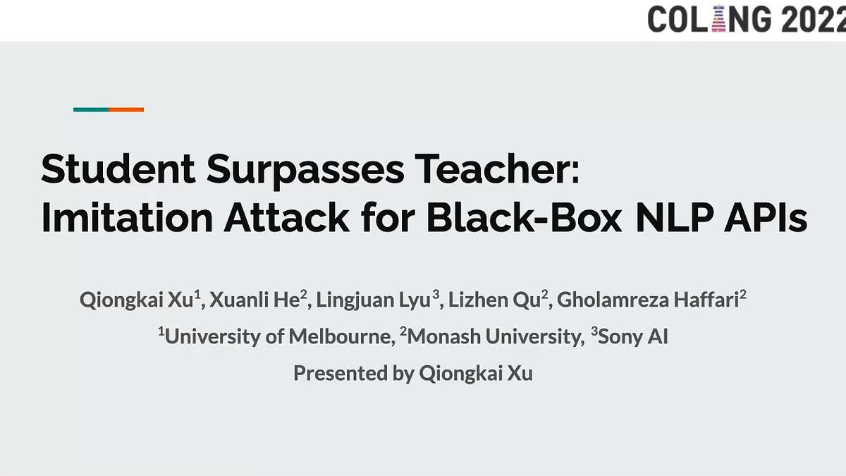 Underline | Student Surpasses Teacher: Imitation Attack for Black-Box NLP APIs
