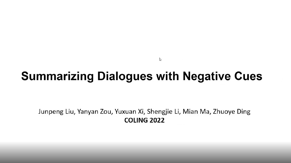 Underline | Summarizing Dialogues with Negative Cues Underline | Summarizing Dialogues with Negative Cues