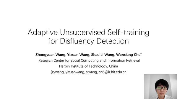 Adaptive Unsupervised Self-training for Disfluency Detection | Underline