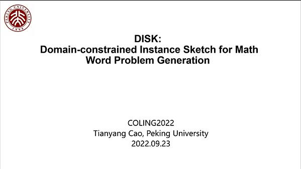 Underline | DISK: Domain-constrained Instance Sketch for Math Word Problem Generation