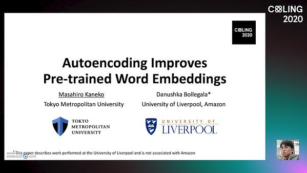 Underline | Autoencoding Improves Pre-trained Word Embeddings Underline | Autoencoding Improves Pre-trained Word Embeddings