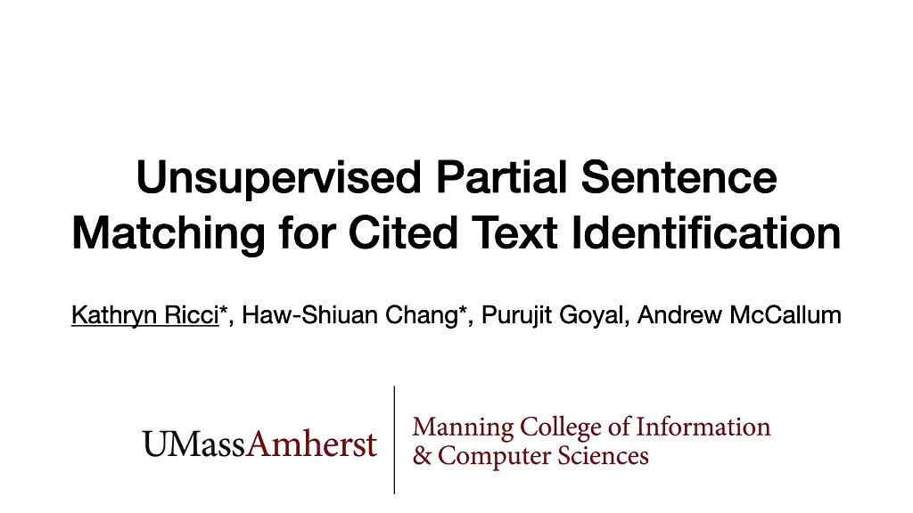 Underline Unsupervised Partial Sentence Matching For Cited Text Identification