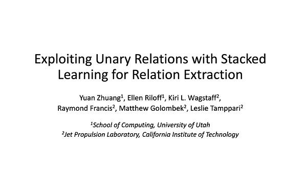 Exploiting Unary Relations with Stacked Learning for Relation Extraction | Underline