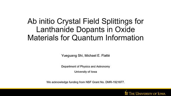 Underline Ab Initio Crystal Field Splittings For Lanthanide Dopants