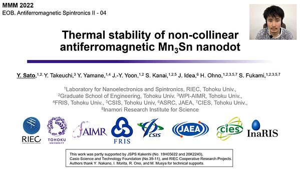 Thermal stability of non collinear antiferromagnetic Mn3Sn nanodot ...