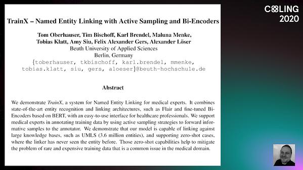 Trainx Named Entity Linking With Active Sampling And Bi Encoders Underline