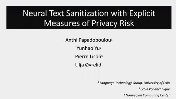 Underline | Neural Text Sanitization with Explicit Measures of Privacy Risk