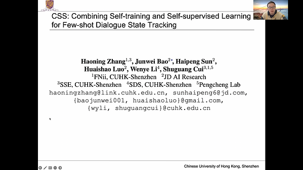 Underline | CSS: Combining Self-training and Self-supervised Learning for Few-shot Dialogue ...