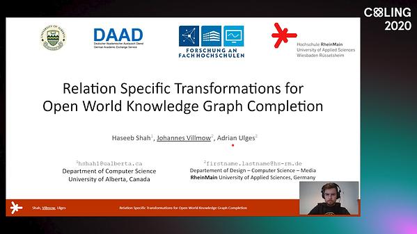 Underline Relation Specific Transformations For Open World Knowledge Graph Completion