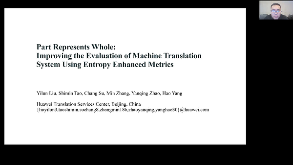 Underline | Part Represents Whole: Improving the Evaluation of Machine Translation System Using ...