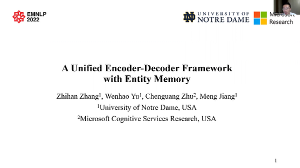Underline | A Unified Encoder-Decoder Framework with Entity Memory Underline | A Unified Encoder-Decoder Framework with Entity Memory