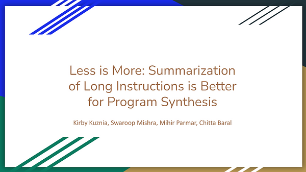 Underline | Less is More: Summary of Long Instructions is Better for Program Synthesis