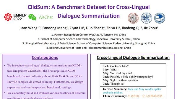 Underline Clidsum A Benchmark Dataset For Cross Lingual Dialogue