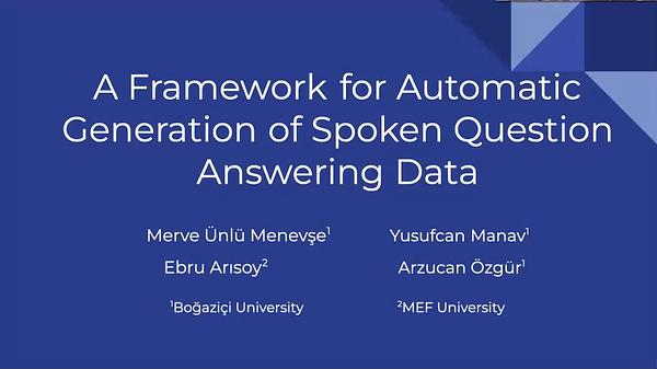 Underline | A Framework for Automatic Generation of Spoken Question-Answering Data