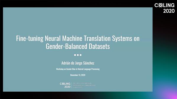 Underline | Fine-tuning Neural Machine Translation Systems on Gender-Balanced Datasets