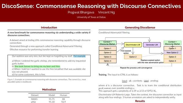 Underline | DiscoSense: Commonsense Reasoning with Discourse Connectives