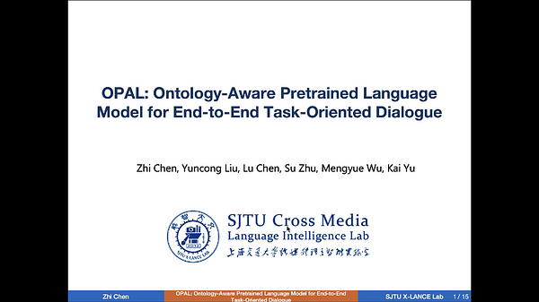 Underline | OPAL: Ontology-Aware Pretrained Language Model for End-to-End Task-Oriented Dialogue