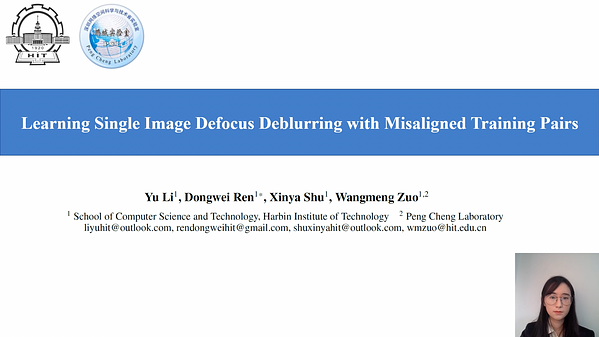 Underline | Learning Single Image Defocus Deblurring with Misaligned Training Pairs