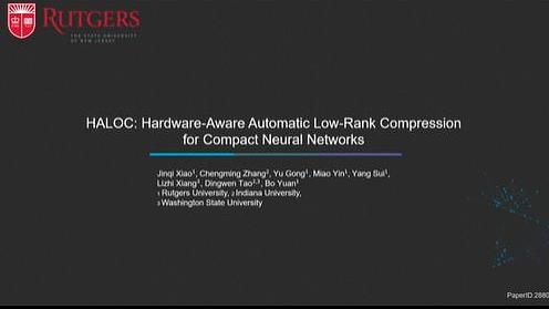 HALOC: Hardware-Aware Automatic Low-Rank Compression for Compact Neural Networks | Underline
