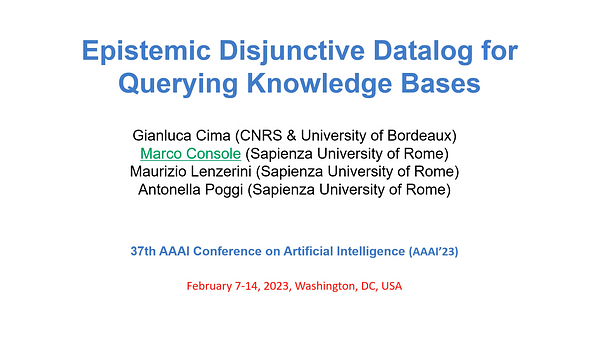 Epistemic Disjunctive Datalog for Querying Knowledge Bases | Underline