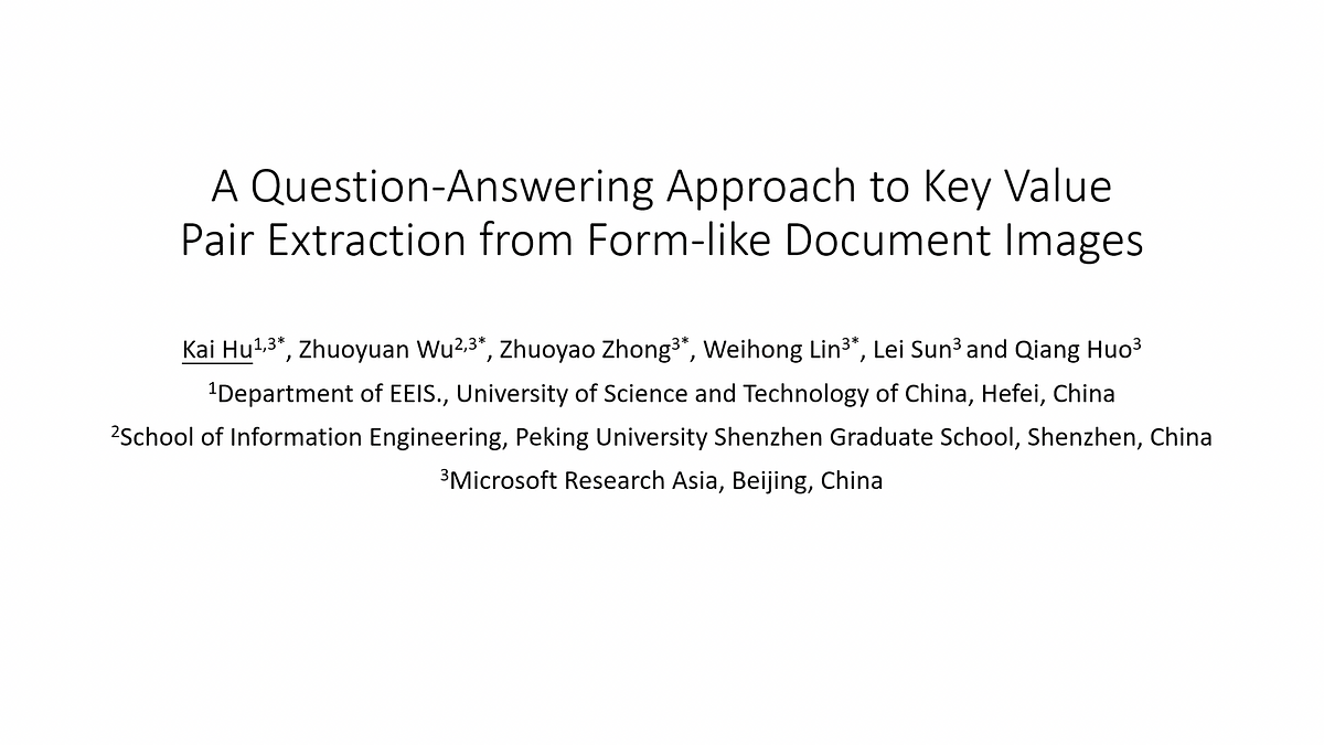 Underline | A Question-Answering Approach to Key Value Pair Extraction ...