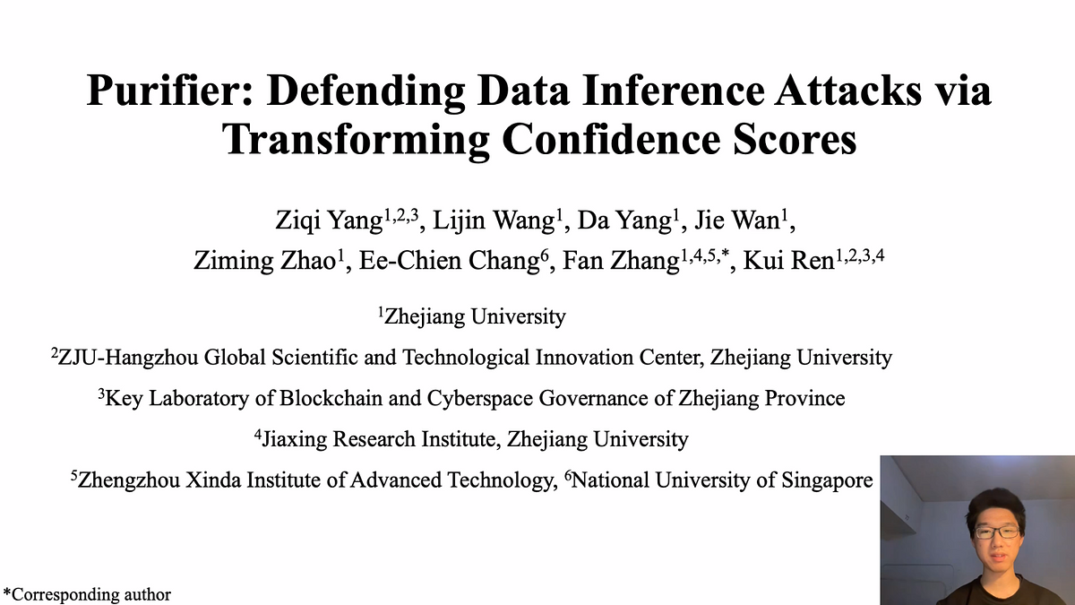 Underline | Purifier: Defending Data Inference Attacks via Transforming Confidence Scores