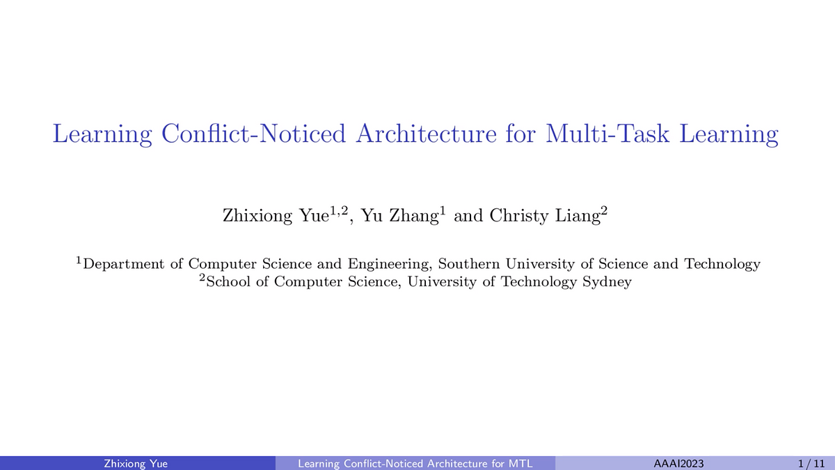 Underline Learning Conflict Noticed Architecture For Multi Task Learning