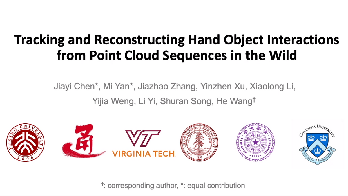 Underline | Tracking and Reconstructing Hand Object Interactions from Point Cloud Sequences in ...